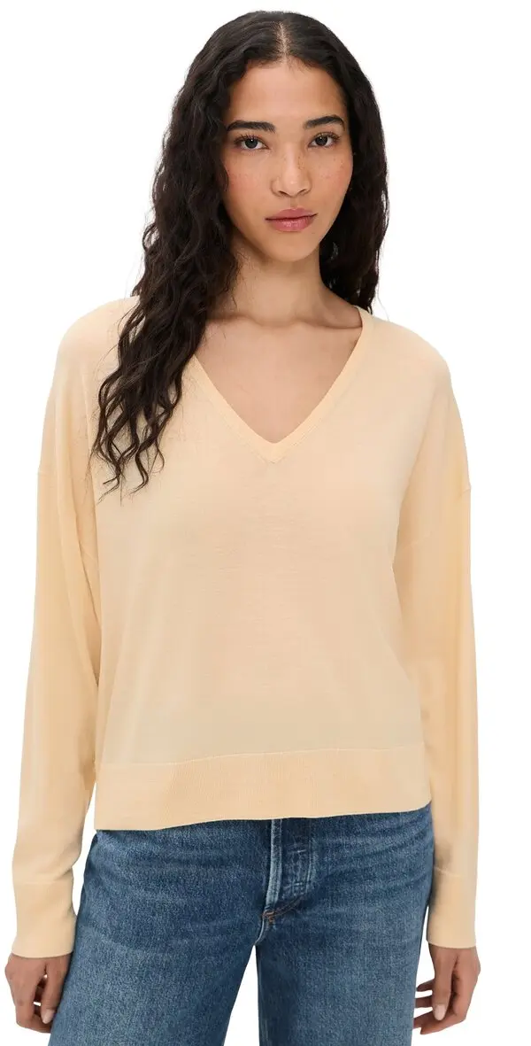 Jenni Kayne Dree V-neck Merino Wool Sweater - Pale Yellow