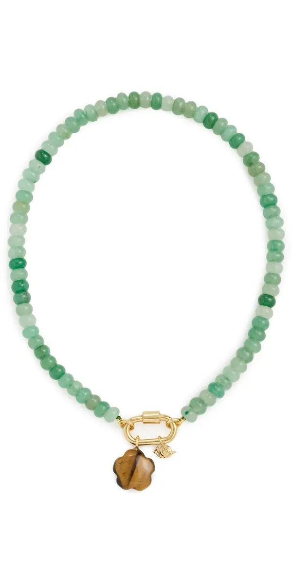 Madewell Beaded Snail Carabiner Necklace - Antique Jade