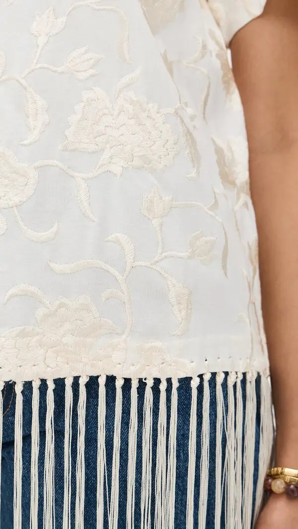 Sea Rafina Eyelet Embellished T-shirt With Fringe