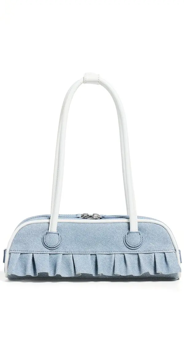 MARGESHERWOOD X Peanuts Boston Mini Bag - Blue & White Denim Effect Suede