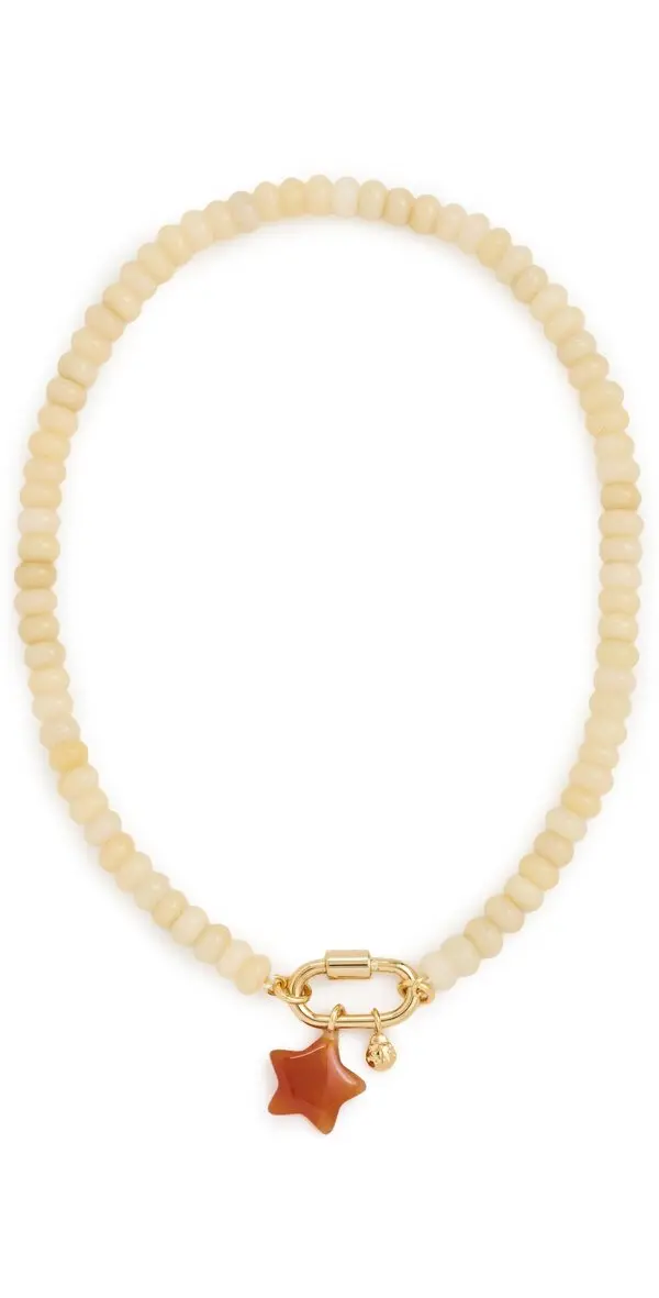 Madewell Beaded Lady Bug Carabiner Necklace - Pale Marzipan