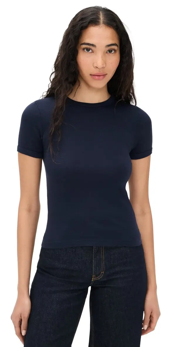 Enza Costa Supima Cotton New Classic Short Sleeve Tee - Dark Navy