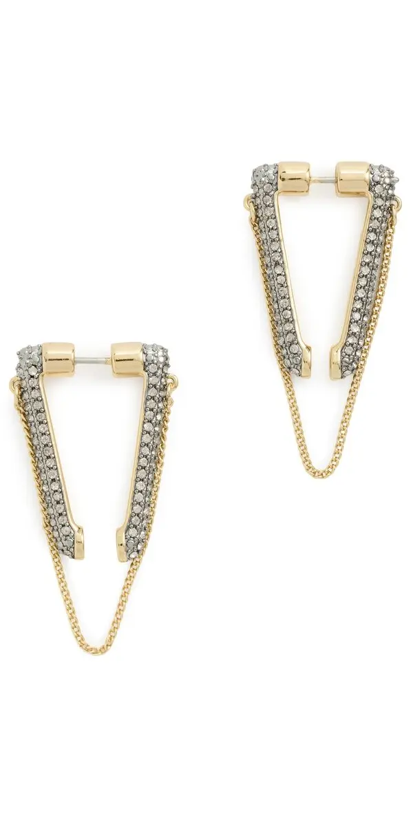 Demarson Vera Mini Pave Earrings - Gold/gunmetal/crystal