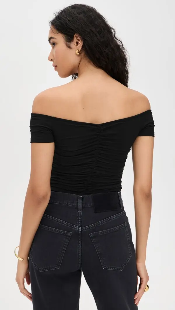 L'Agence Baliegh Off Shoulder Ruched Bodysuit - Black