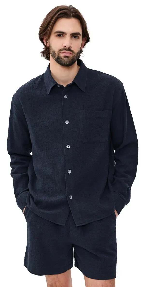 FRAME Open Weave Long Sleeve Shirt - Dark Navy