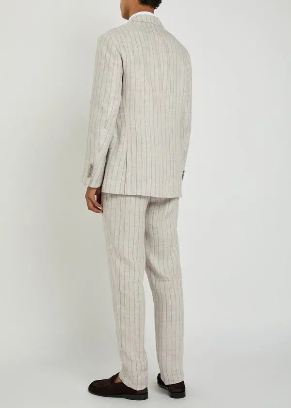 Brunello Cucinelli Pinstriped Double-breasted Linen Suit