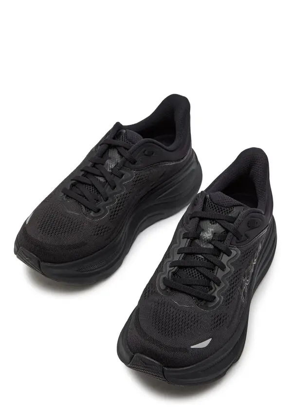 HOKA® Bondi 9 Jacquard Mesh-knit Sneakers - Black