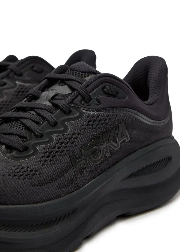HOKA® Bondi 9 Jacquard Mesh-knit Sneakers - Black