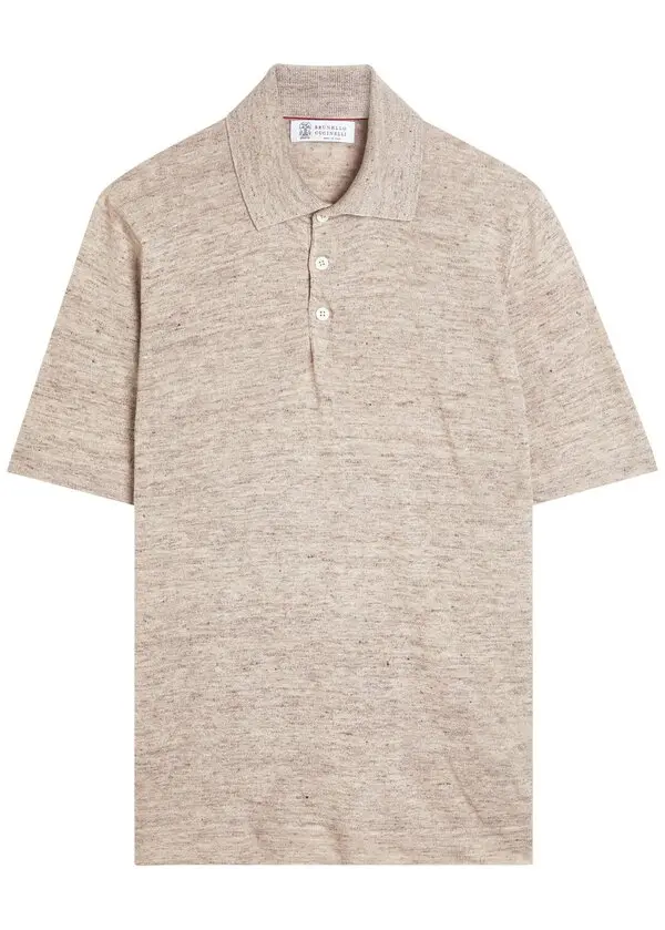 Brunello Cucinelli Linen And Cotton-blend Polo Shirt - Beige