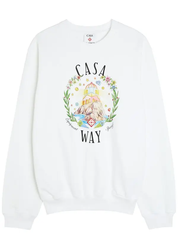 Casablanca Casa Way Printed Cotton Sweatshirt - White