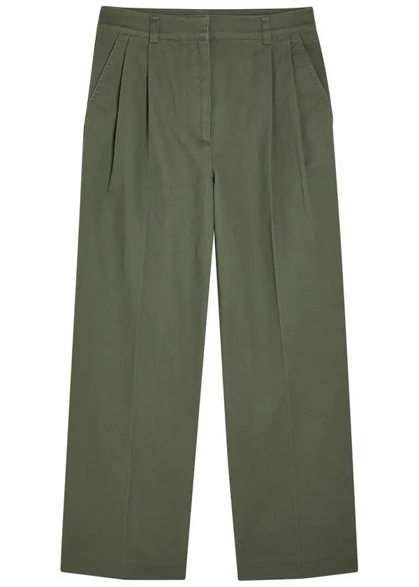 ANINE BING Belen Straight-leg Twill Trousers - Dark Green
