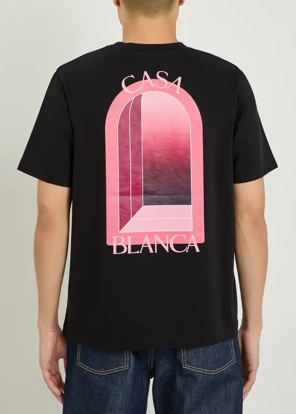 Casablanca Arches Printed Cotton T-shirt - Black