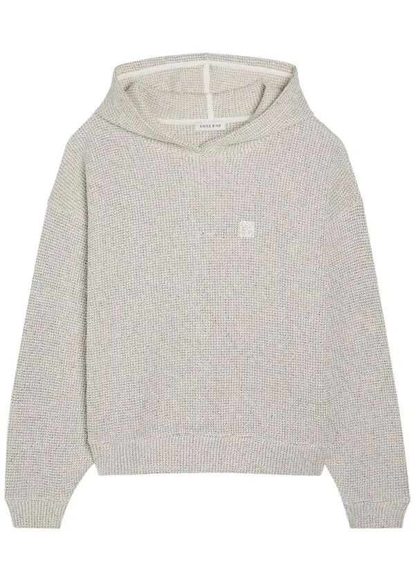 ANINE BING Alec Hooded Marled Cotton-blend Jumper - Multicoloured