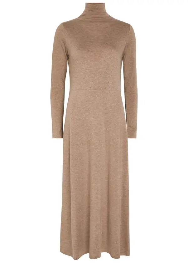 Vince Funnel-neck Jersey Midi Dress - Beige