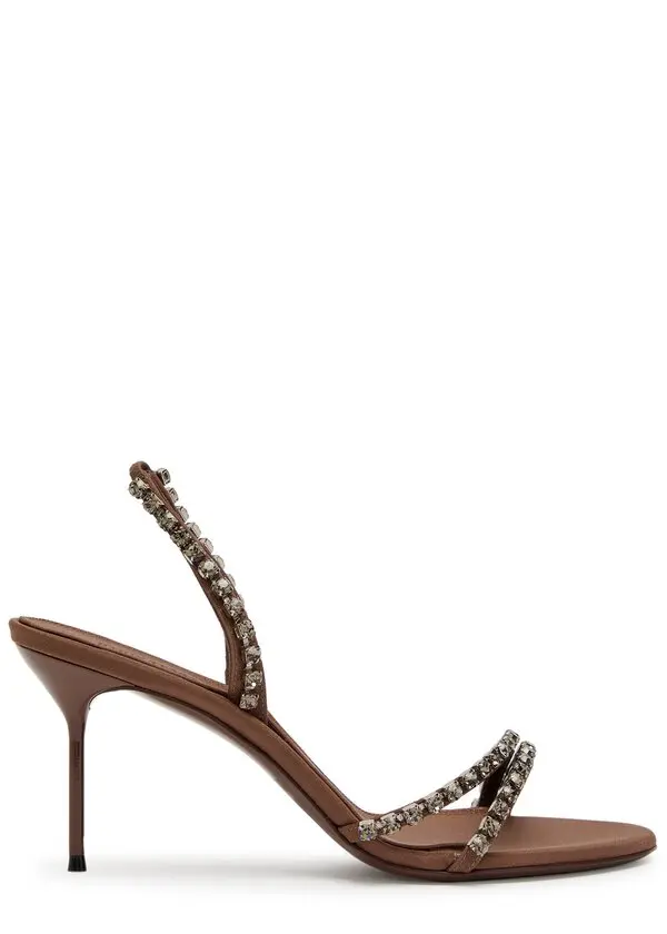 Paris Texas Lidia 70 Crystal-embellished Crepe Sandals - Brown