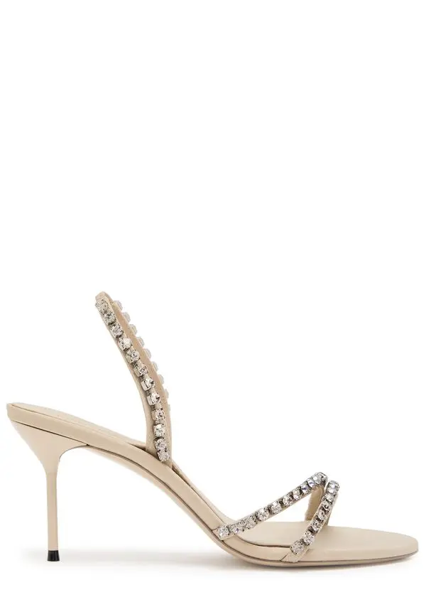 Paris Texas Lidia 70 Crystal-embellished Crepe Sandals - Ivory