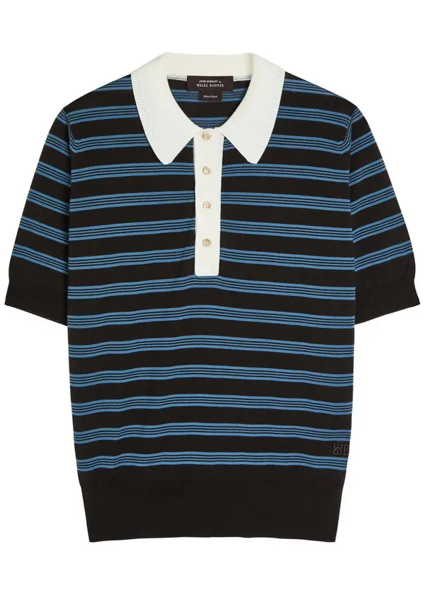 WALES BONNER Breeze Merino Wool Polo Shirt - Multicoloured 1