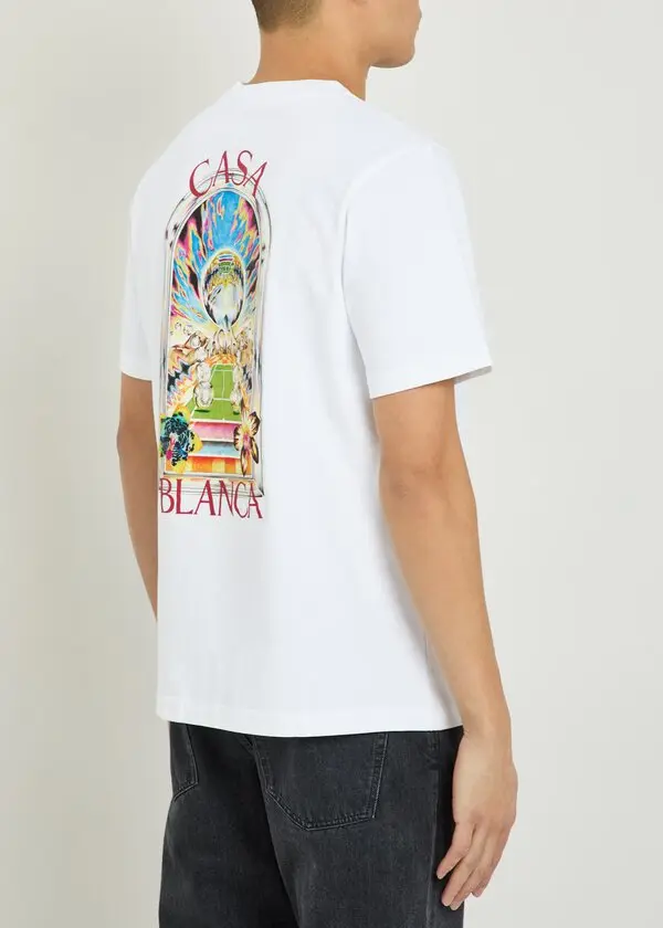 Casablanca Landscape Printed Cotton T-shirt - White