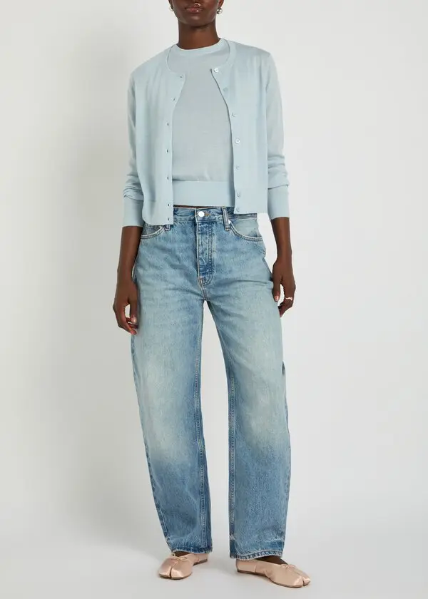ANINE BING Moni Wool And Cashmere-blend Cardigan - Light Blue
