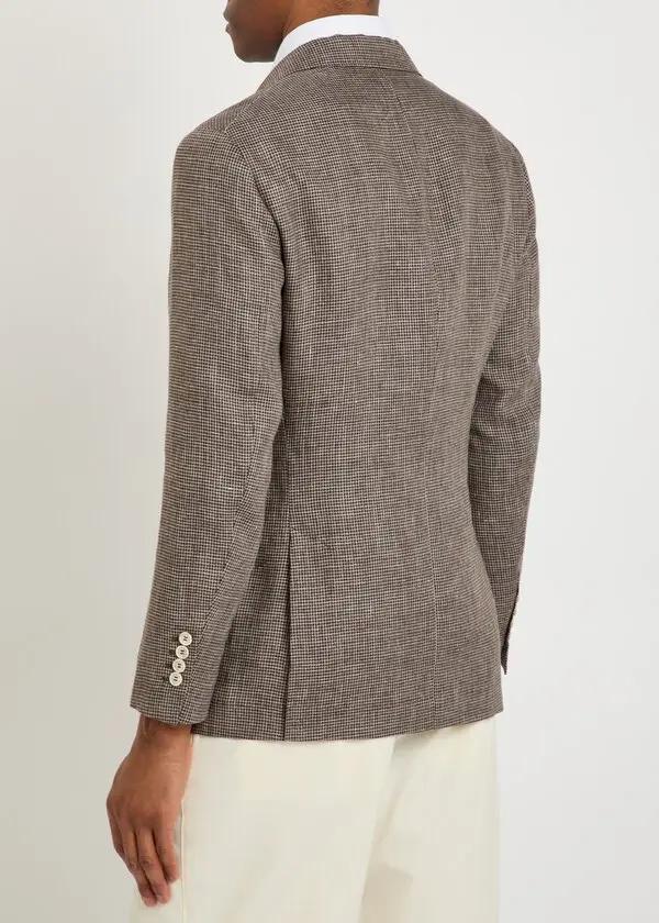 Brunello Cucinelli Houndstooth Linen Blazer