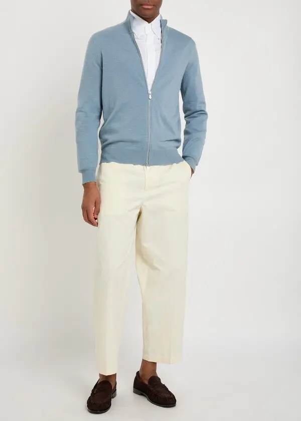 Brunello Cucinelli Mock-neck Cashmere Cardigan - Blue