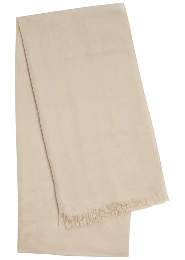 Brunello Cucinelli Cashmere And Silk-blend Scarf - Beige