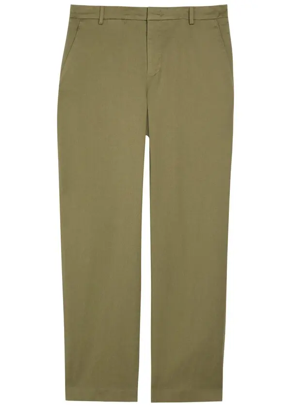 Vince Straight-leg Stretch-cotton Trousers - Olive