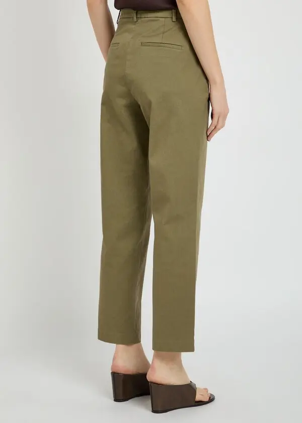 Vince Straight-leg Stretch-cotton Trousers - Olive