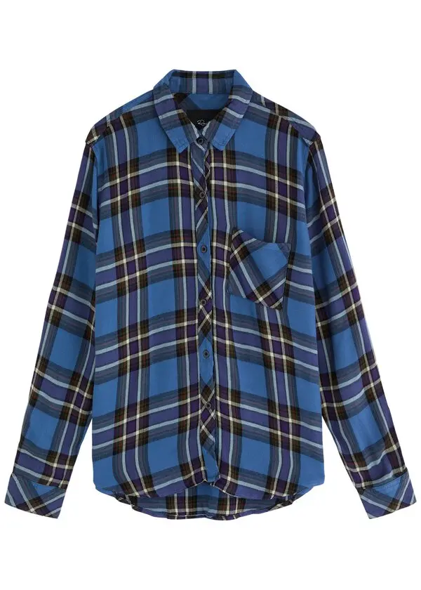 Rails Hunter Checked Rayon Shirt - Dark Blue
