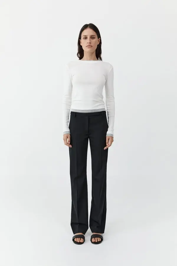 ST. AGNI Organic Cotton Layered Long Sleeve Top - White