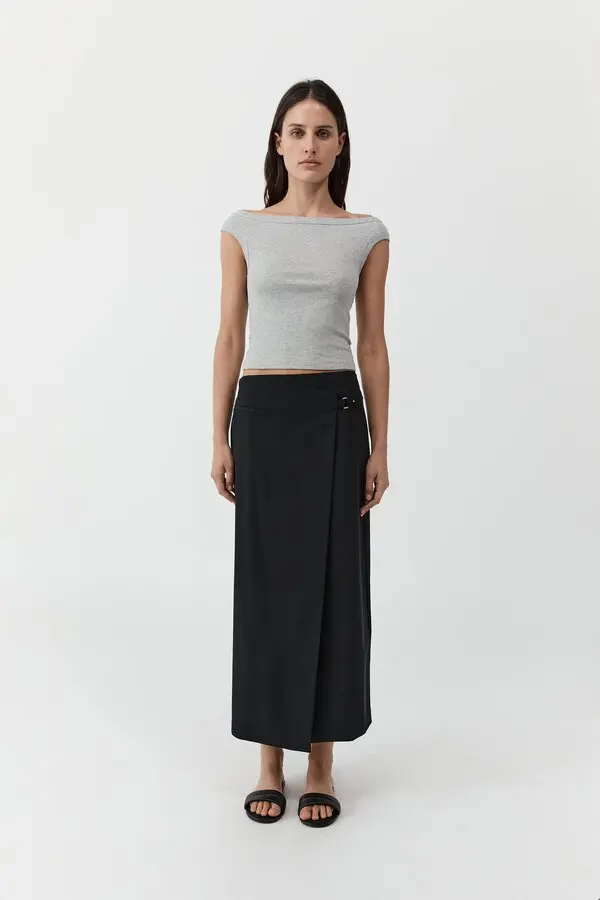 ST AGNI Tailored Wrap Skirt - Black
