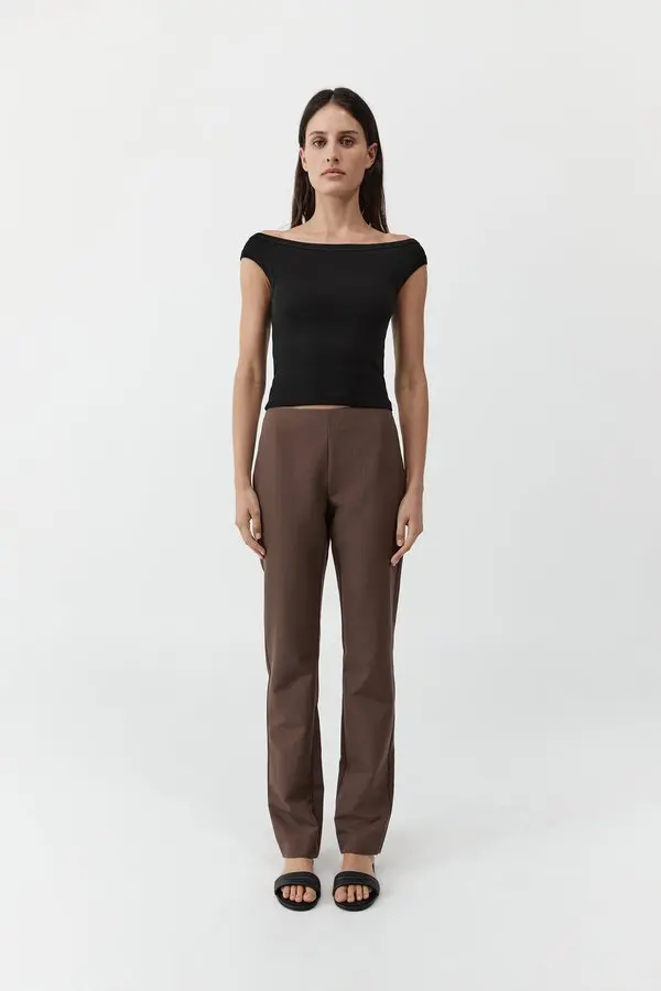 ST AGNI Silk Canvas 90s Minimal Pants - Mud