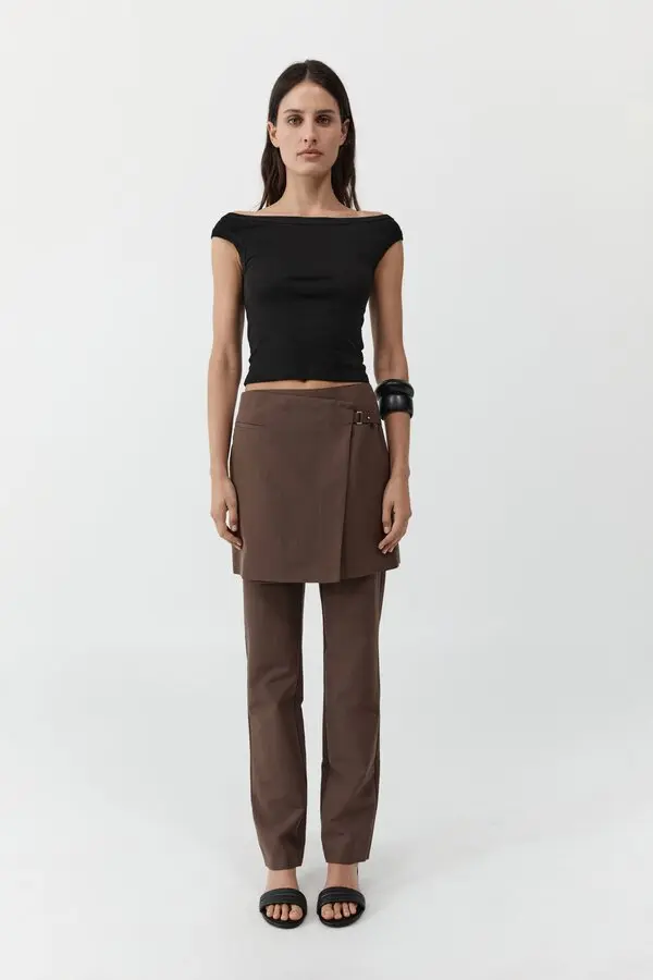 ST. AGNI Silk Canvas Wrap Skirt