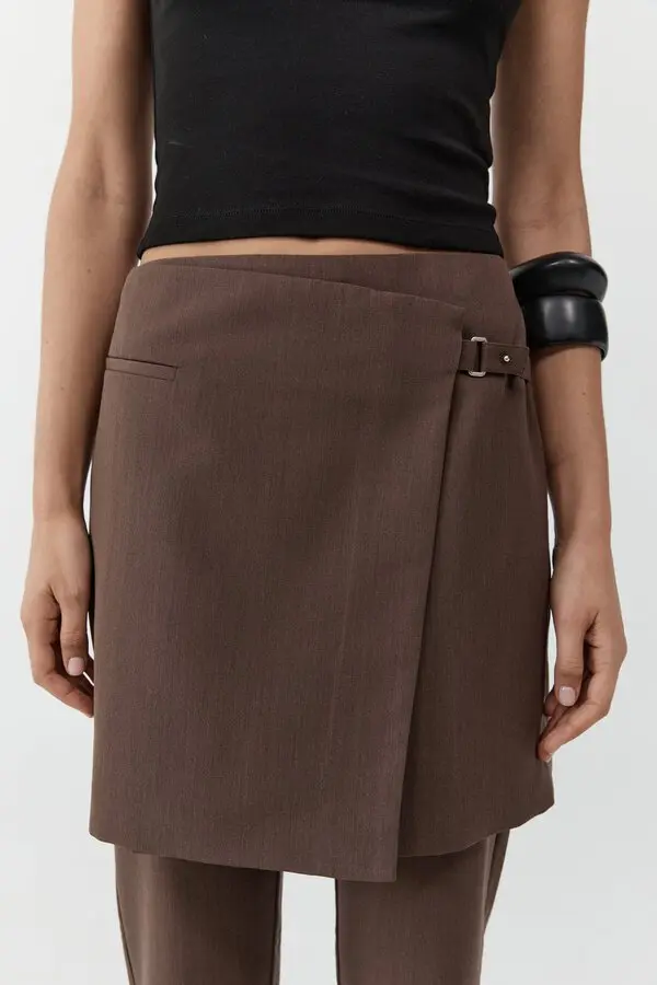 ST. AGNI Silk Canvas Wrap Skirt