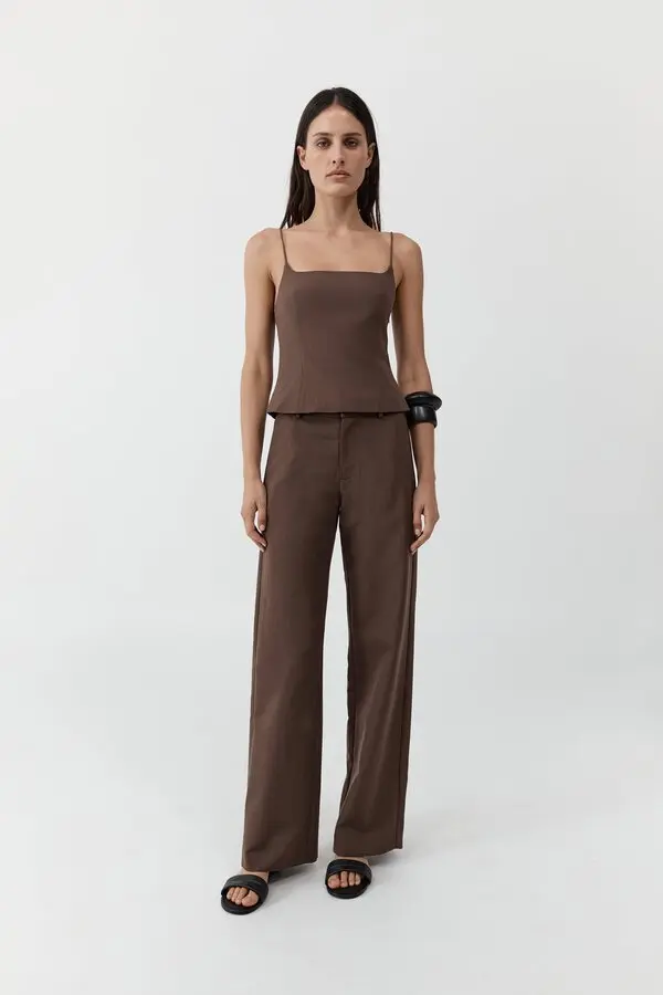 ST AGNI Silk Canvas Carter Trousers - Mud