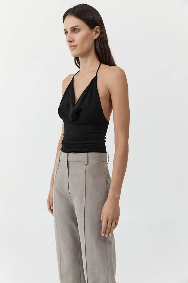 ST AGNI Cowl Halter Knit Top