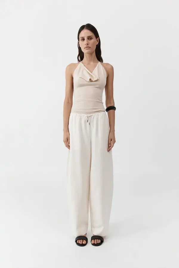 ST. AGNI Cowl Halter Knit Top