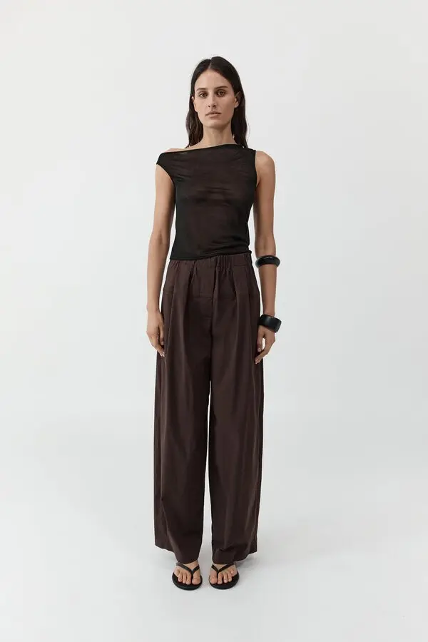 ST AGNI Relaxed Pleat Pants - Bark