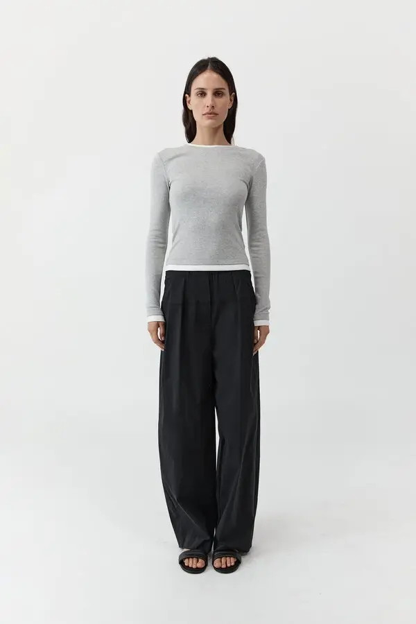 ST AGNI Relaxed Pleat Pants - Black