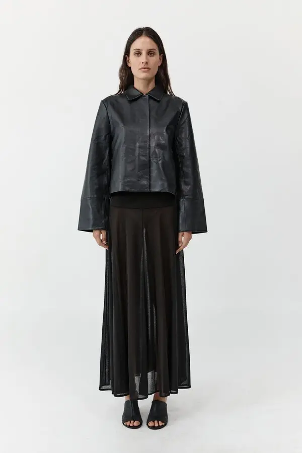 ST. AGNI Leather Minimal Jacket