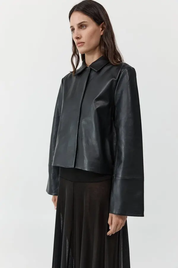 ST. AGNI Leather Minimal Jacket