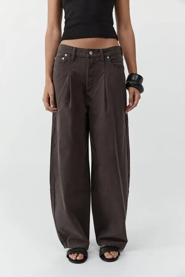 ST. AGNI Canvas Mid Rise Barrel Jeans - Ash