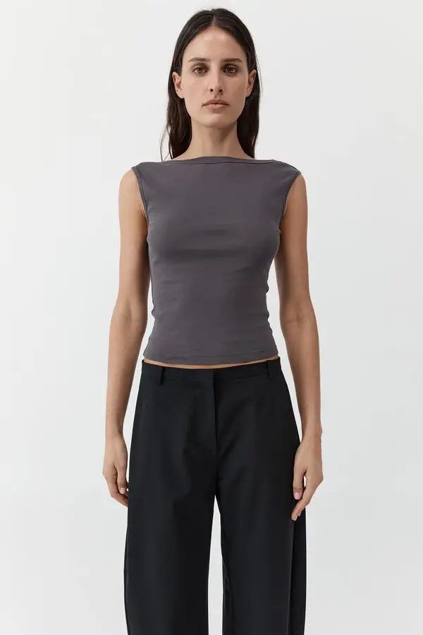 ST. AGNI Organic Cotton Ballerina Top - Soot