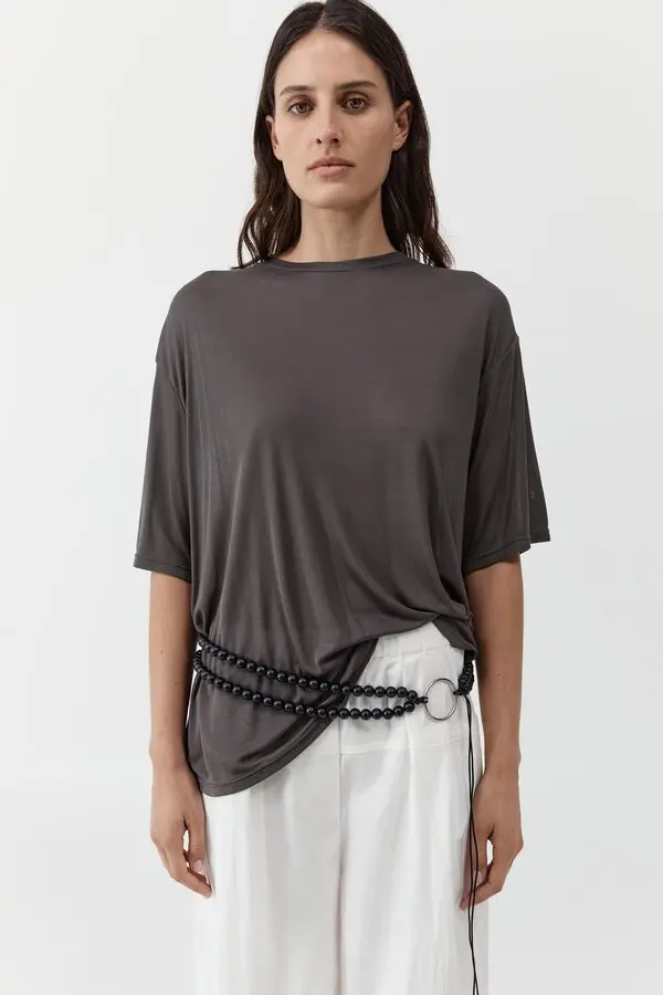 ST. AGNI Fine Jersey Relaxed Tee - Soot