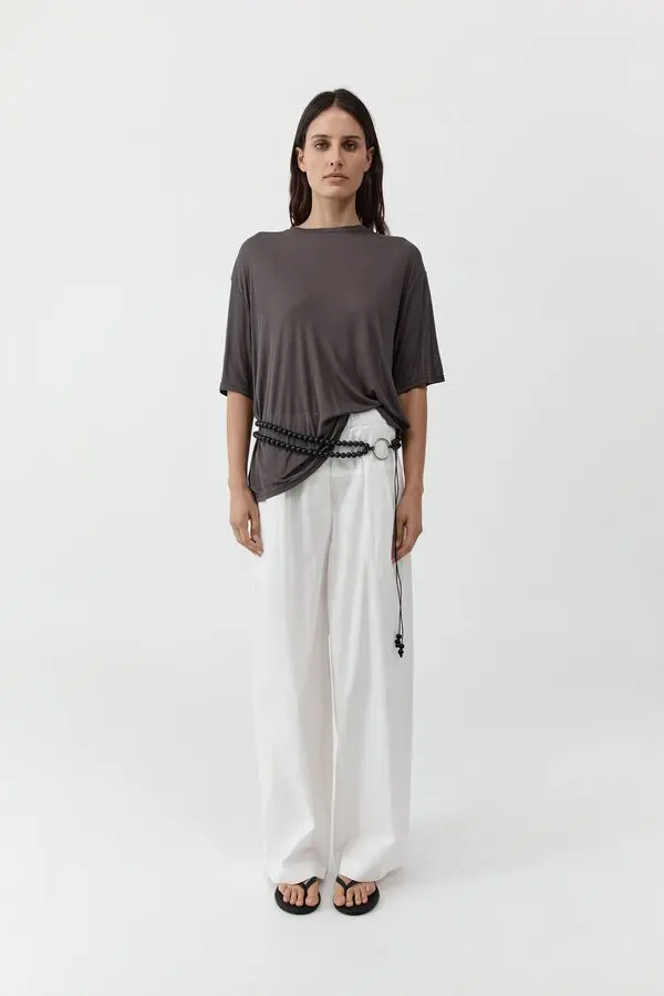 ST. AGNI Fine Jersey Relaxed Tee - Soot