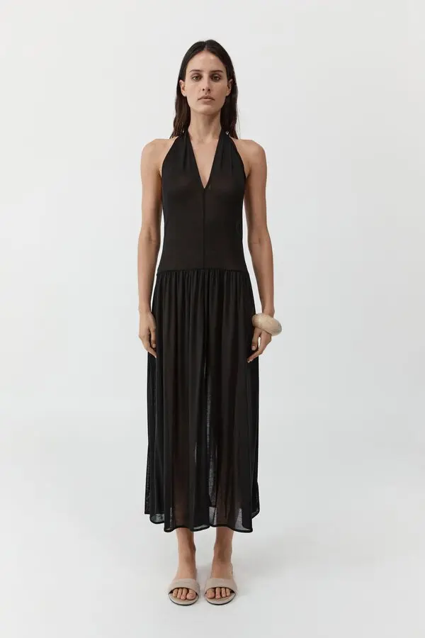 ST. AGNI Fluid Jersey Halter Dress - Black