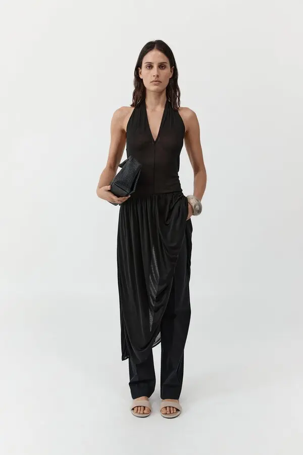 ST. AGNI Fluid Jersey Halter Dress - Black