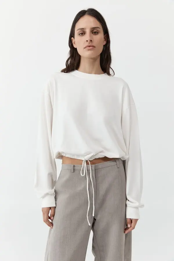 ST. AGNI Drawstring Long Sleeve Top