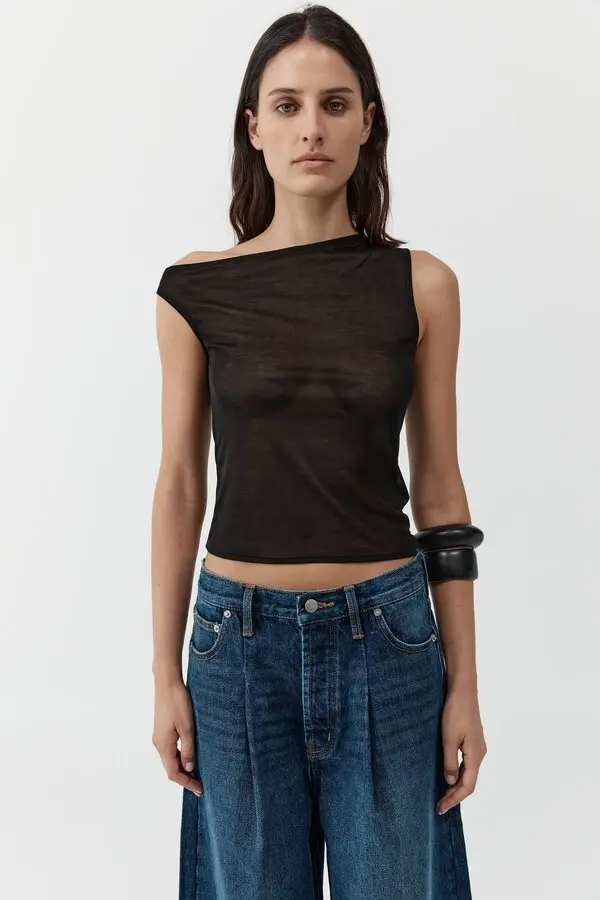 ST AGNI Fine Jersey Asymm Top - Black