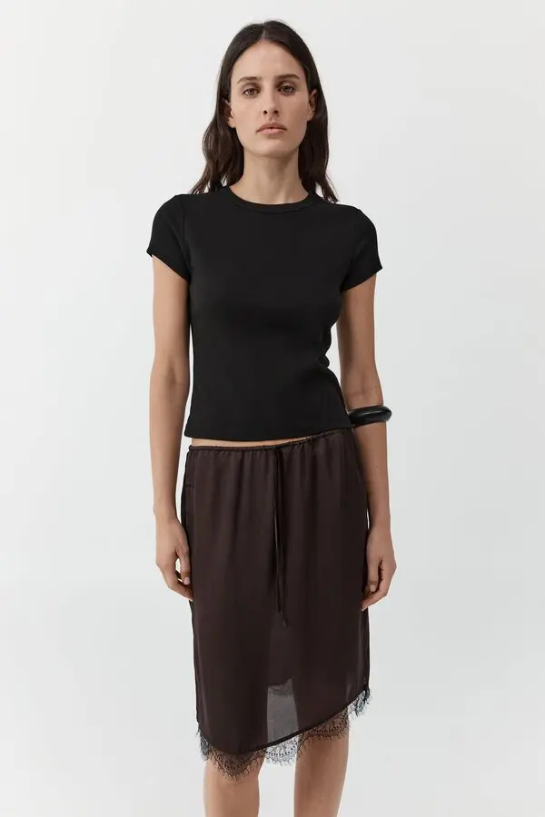 ST. AGNI Fine Lace Skirt - Bark